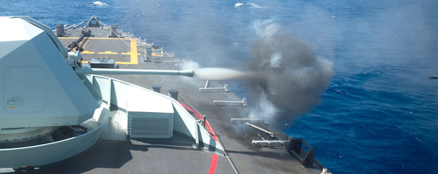 HMCS Toronto Gun training in the mediterranean