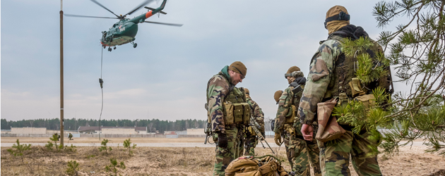 Fast rope down exercise in Latvia, 3RCR practices in Latvia